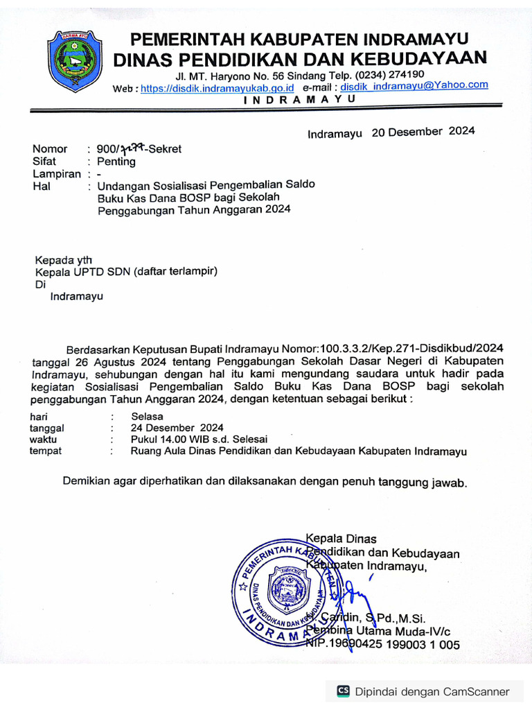 7277 - Sekret Undangan Sosialisasi Pengembalian Sisa Dana Bosp | PDF