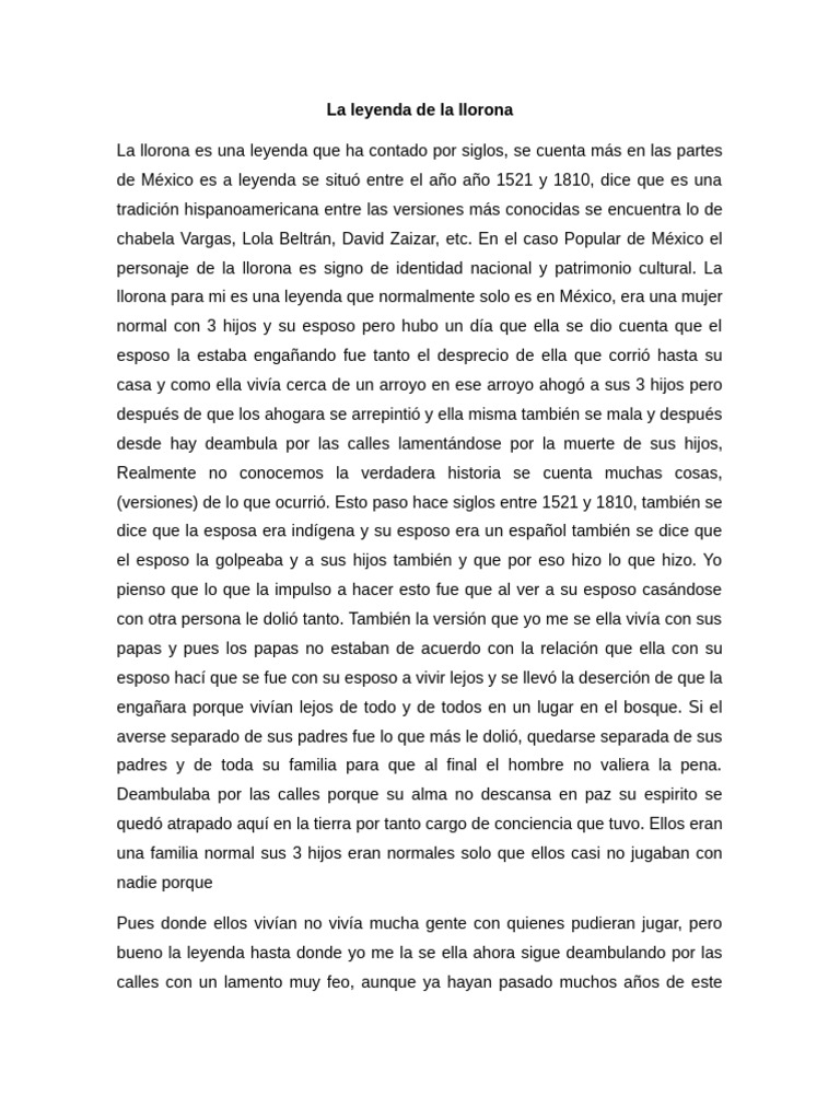 La Trágica Leyenda de La Llorona | PDF