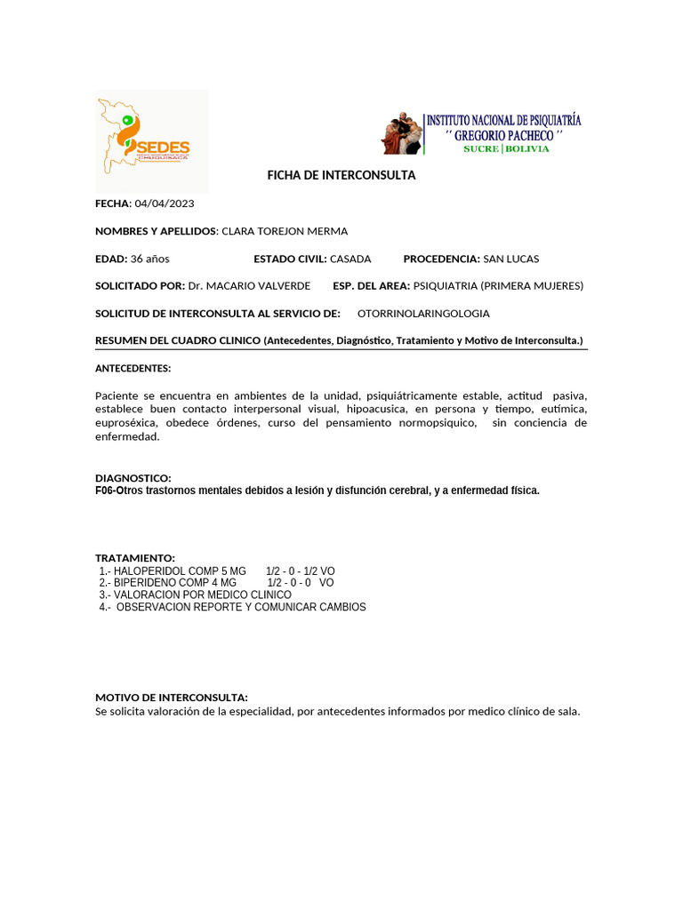 Interconsulta ORL para paciente estable | PDF