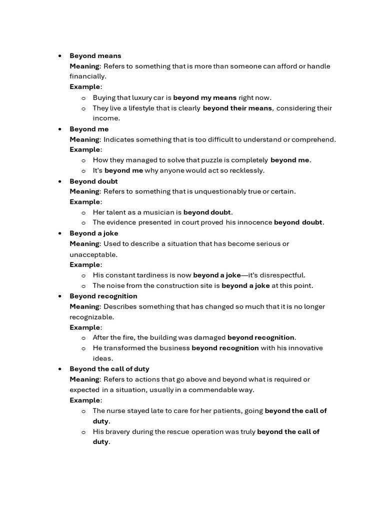 Understanding "Beyond" and Its Uses | PDF