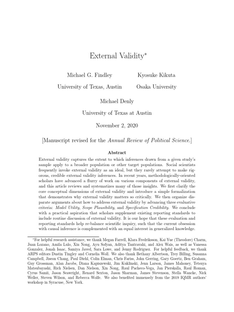 Arps External-Validity 2nov2020 | PDF | Validity (Statistics) | Statistical Inference