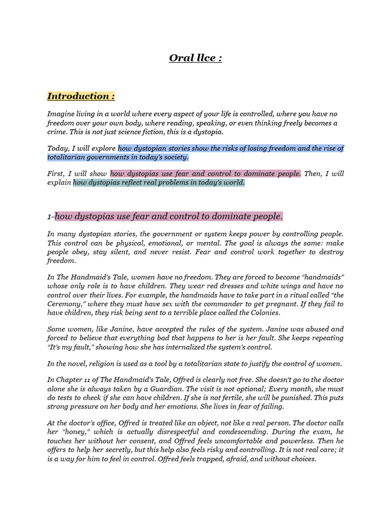 Oral Llce Final Léane Robert | PDF | Dystopia