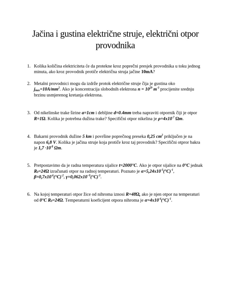 Jačina I Gustina Električne Struje | PDF