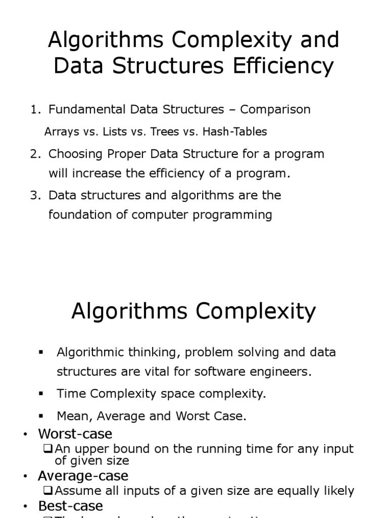 Algorithms Complexity And Data Structures Efficiency Pdf Computational Complexity Theory