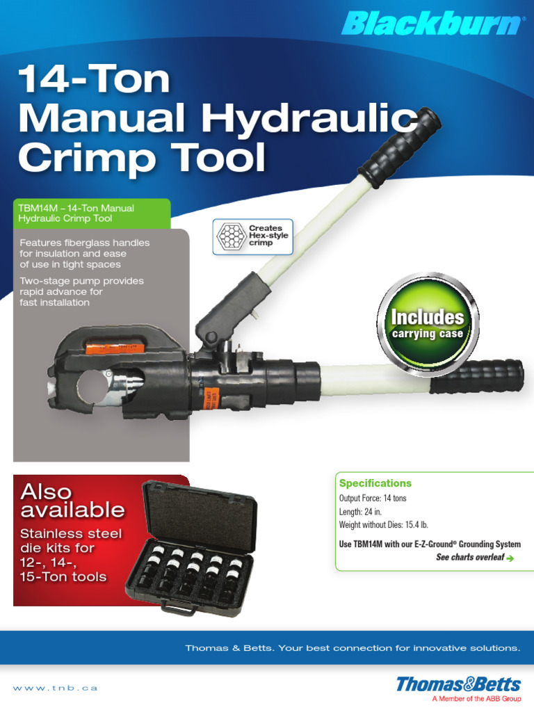 14-Ton Manual Hydraulic Crimp Tool | PDF