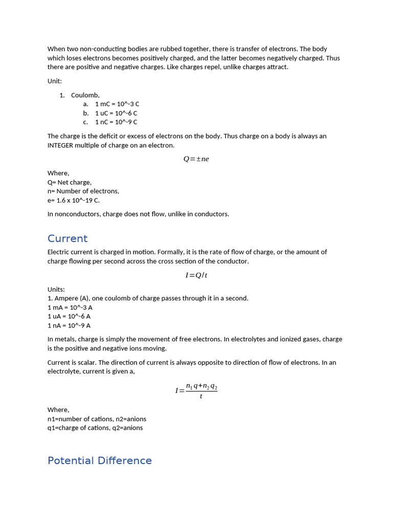 Electricity | PDF | Electric Charge | Electric Current