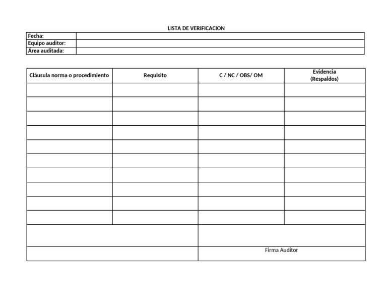 Ejercicio 3y4 Lista de Verificación | PDF
