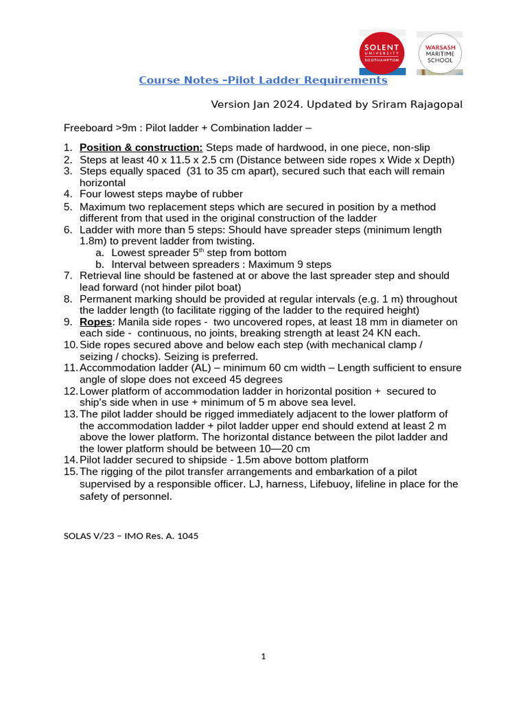 Pilot Ladder Requirements | PDF