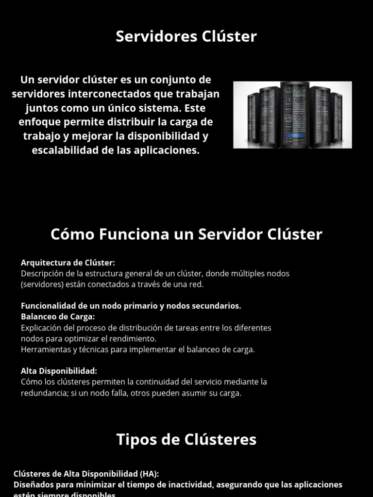 Servidores Clúster (PRESENTACIÓN) | PDF