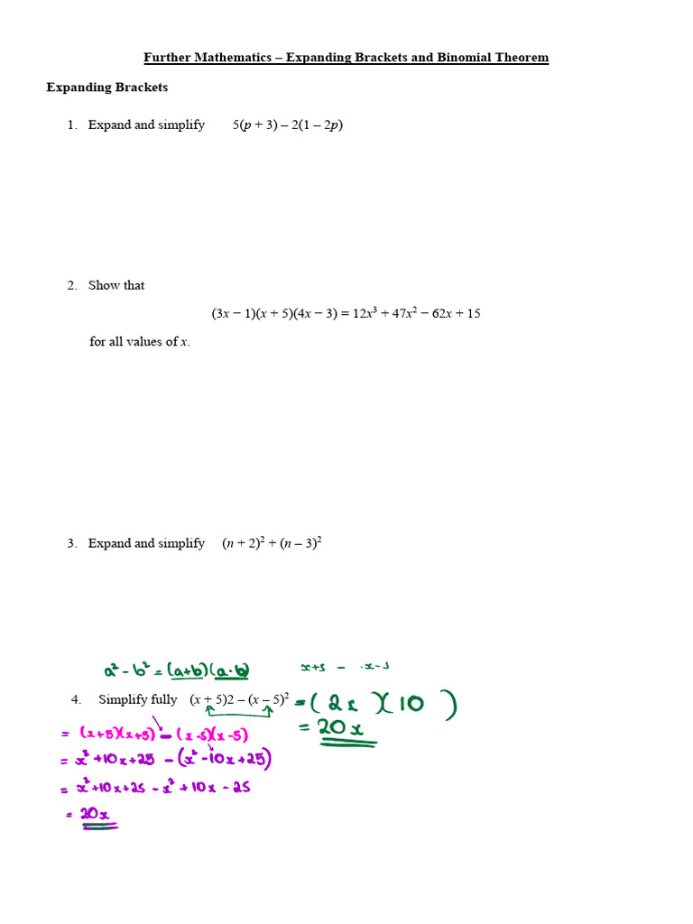 Brackets and Binomial Theorem Completed | PDF | Combinatorics | Number ...