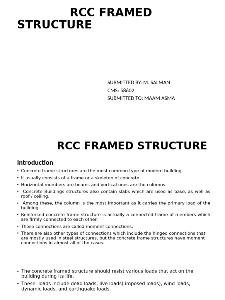 RCC Framed Structure (Assignment 1) . | PDF | Framing (Construction) | Beam (Structure)
