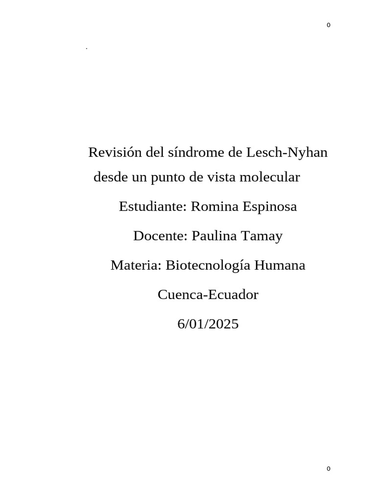 Sindrome de Lesch-Nyhan | PDF | Gene | Mutación