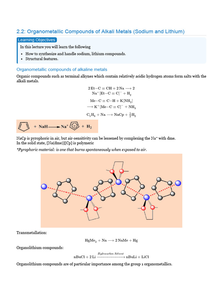 2.2 - Organometallic Compounds of Alkali Metals (Sodium and Lithium ...