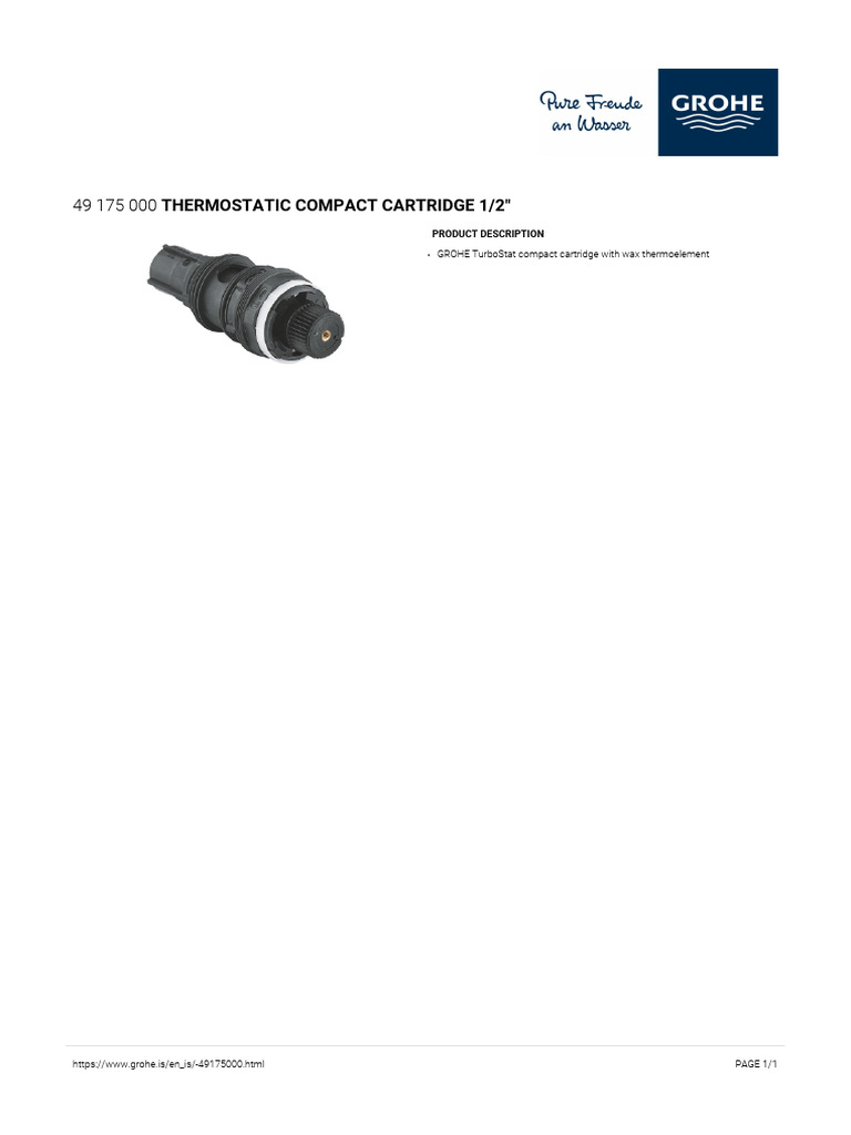 GROHE Specification Sheet 49175000 | PDF