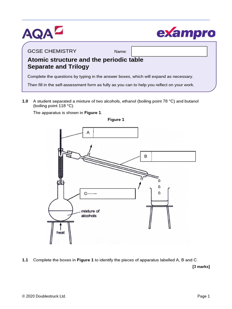 Chemistry Topic 1 Exam Questions HW 3 | PDF | Chemical Elements ...
