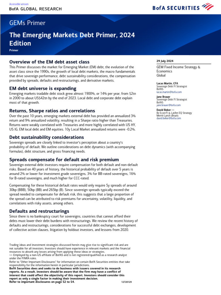 2024 Baml Emd | PDF | Bonds (Finance) | Bond Credit Rating