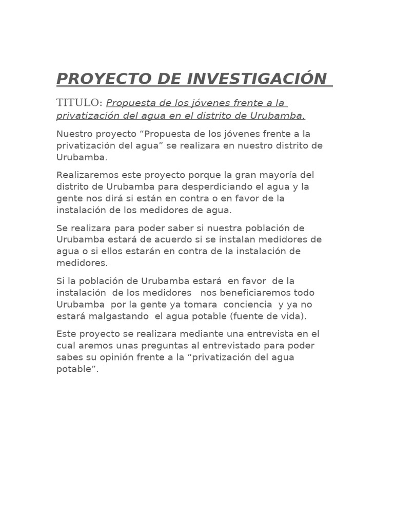 Proyecto de Investigación | PDF