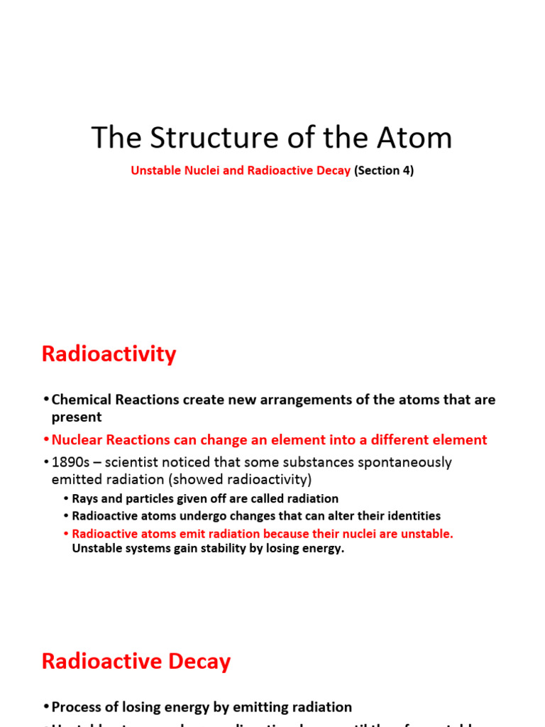 Unstable Nuclei and Radioactive Decay S4 GC | PDF