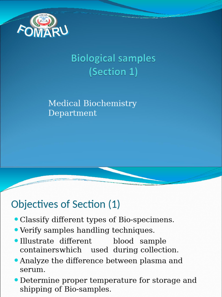 Bio-specimen Collection and Handling Guide | PDF | Blood Plasma ...