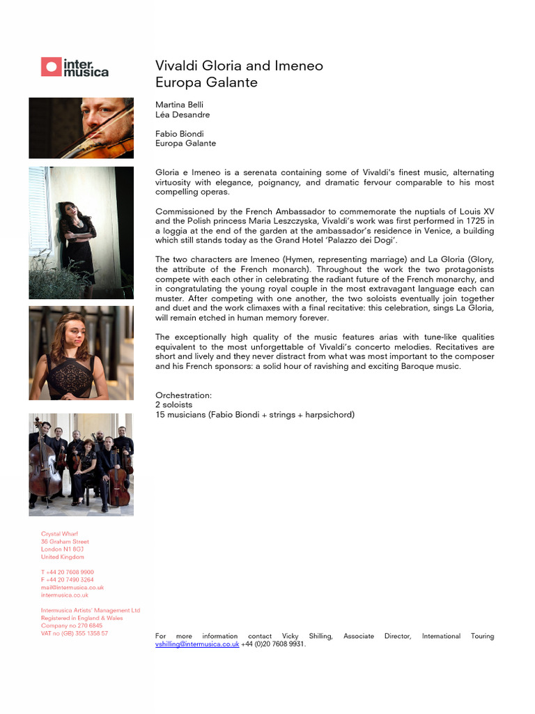 Vivaldi's Gloria e Imeneo Overview | PDF