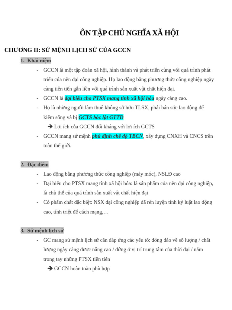 CNXHKH - ÔN TẬP CKI | PDF