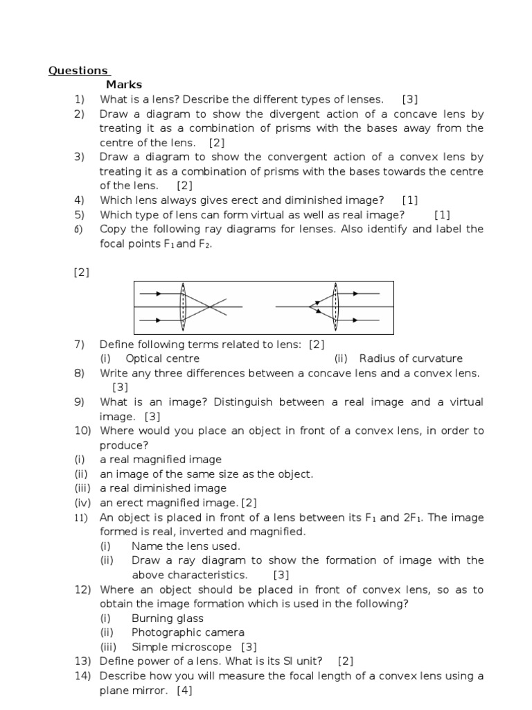 Practice Questions | PDF | Lens (Optics) | Electrodynamics