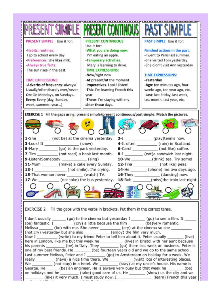 Present Simple, Cont Past | PDF