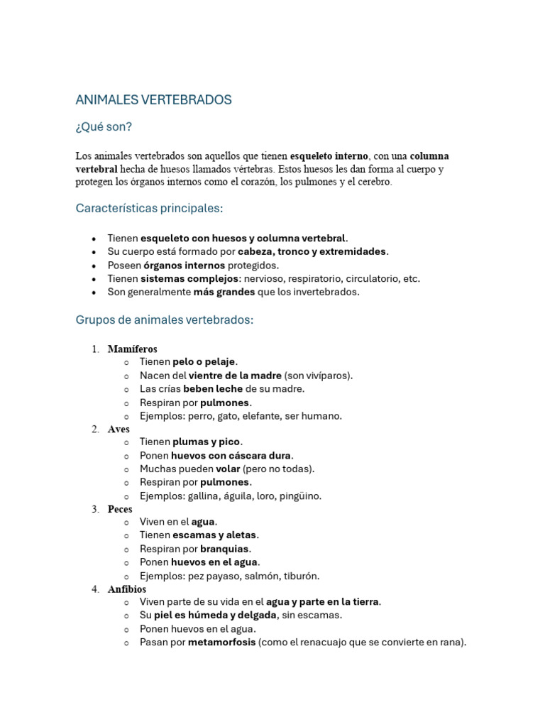 Verteb | PDF | Vertebrados | Invertebrado