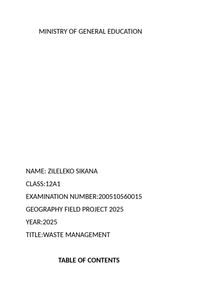 Field Project 2025 Waste Management | PDF