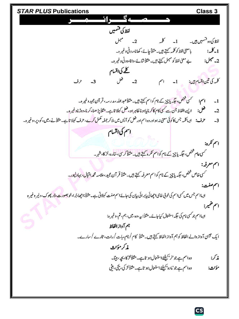 Urdu Grammar G-3rd | PDF