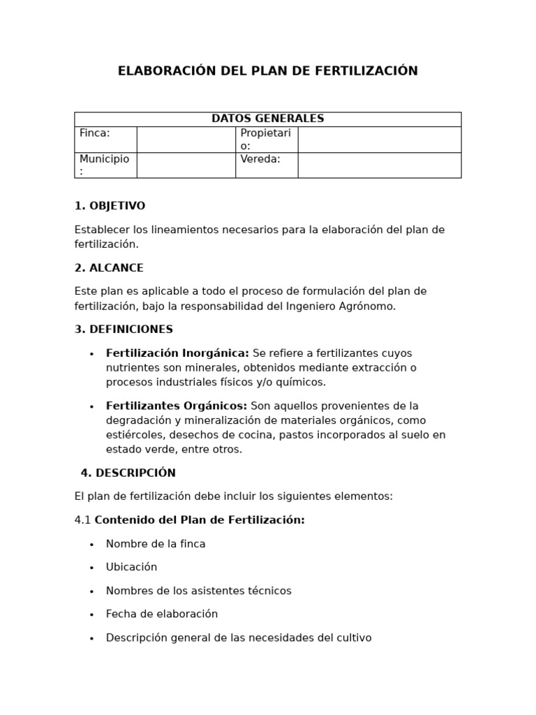 Plan de Fertilización para Caña Panelera | PDF | Fertilizante | Caña de ...