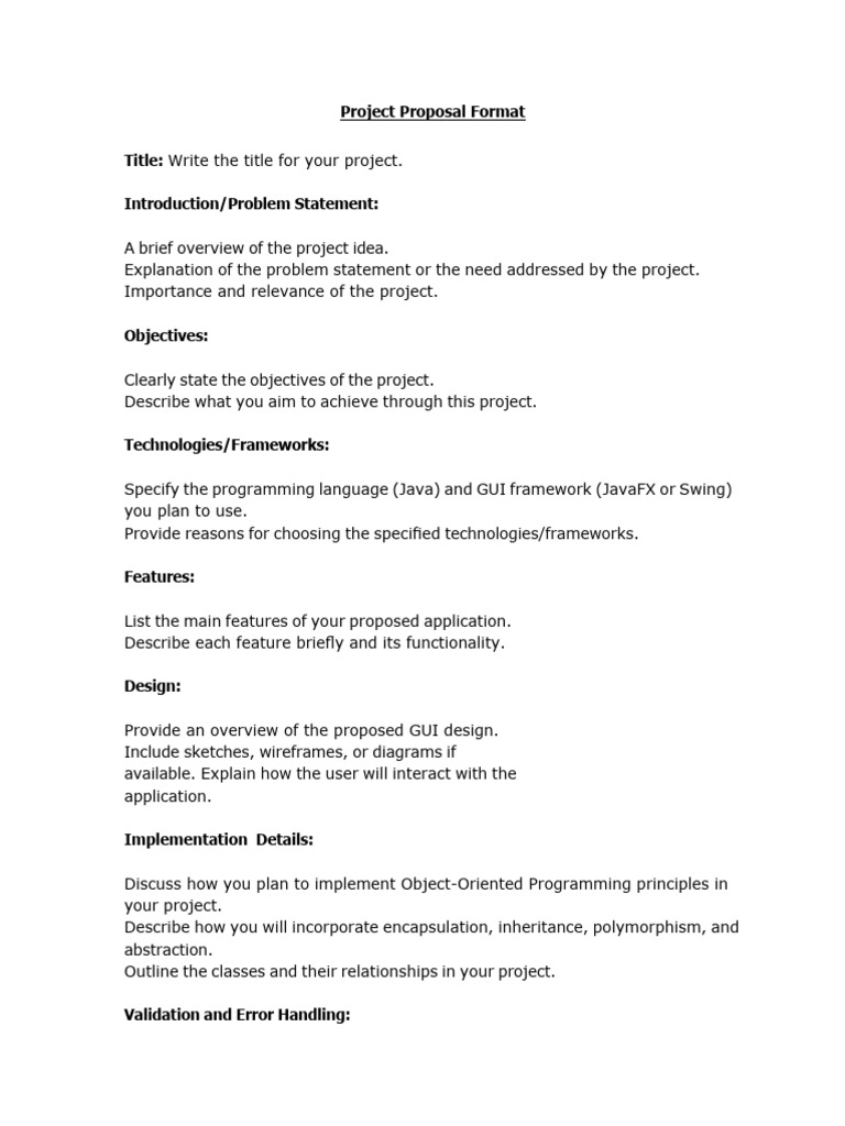 Project Proposal Format | PDF