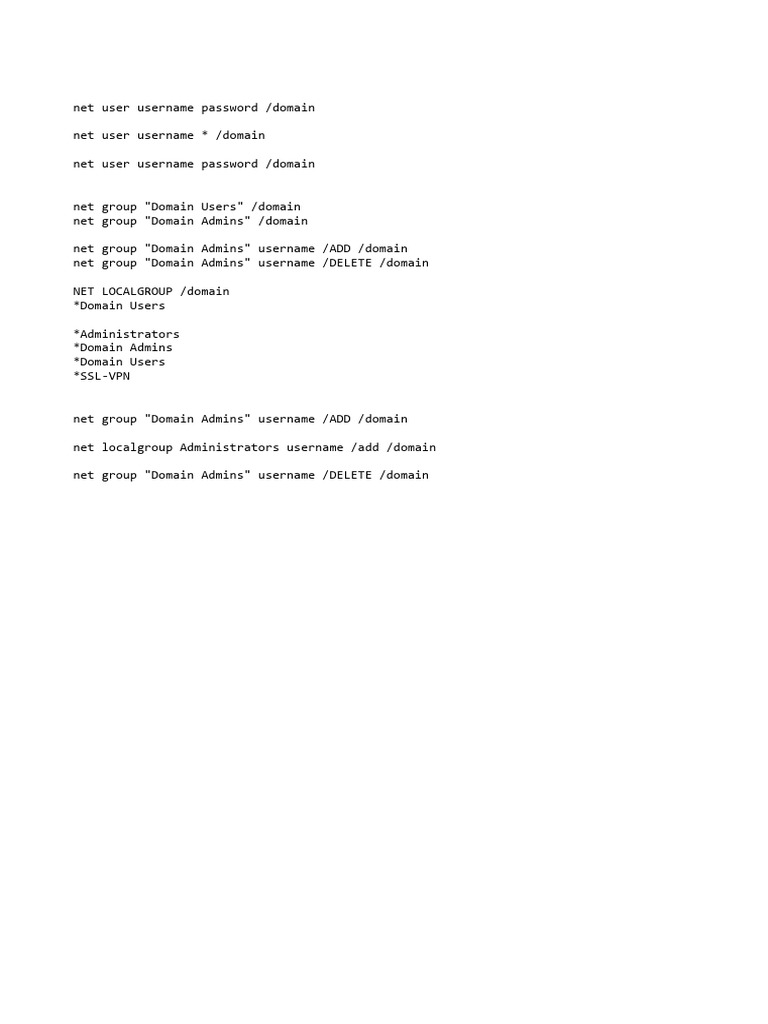 Net User Commands | PDF