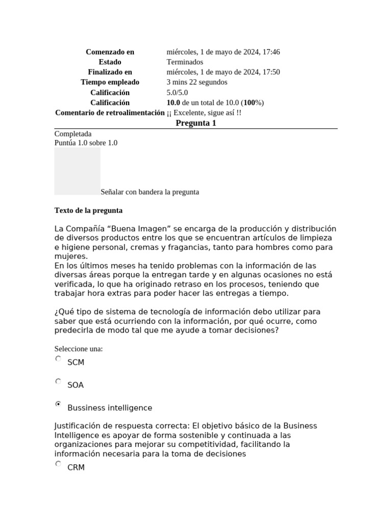Autocalificable 2 - Gestion de Procesos de Negocio | PDF | Business | Negocios económicos