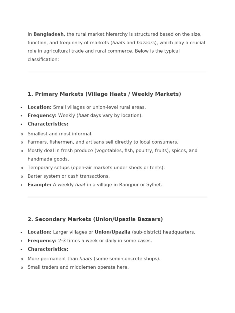 Hierarchy of Rural Market | PDF | Dhaka | World Politics