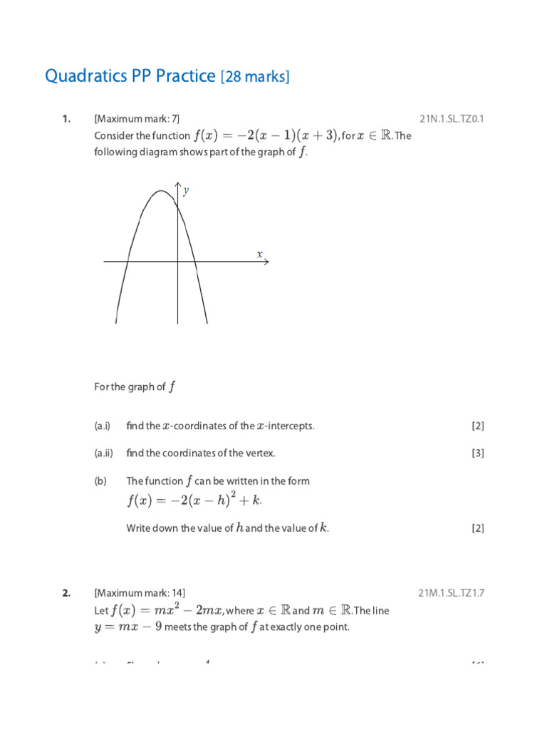 Quadratics PP Practice | PDF | Applied Mathematics | Discrete Mathematics