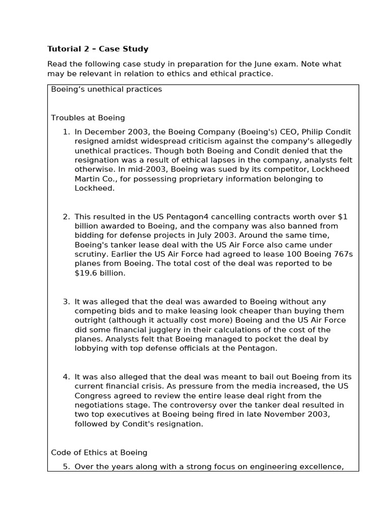 Tutorial 2 Case Study June Prep | PDF | Boeing | Lockheed Corporation