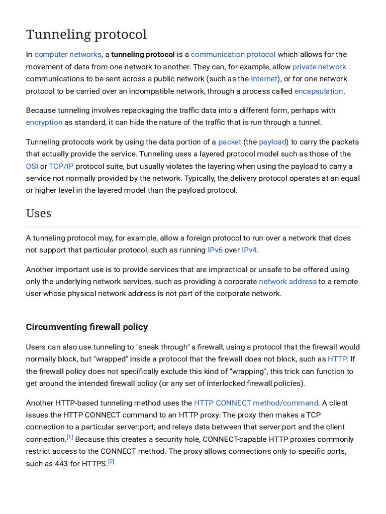 Overview of Tunneling Protocols | PDF | Computer Science | Digital ...