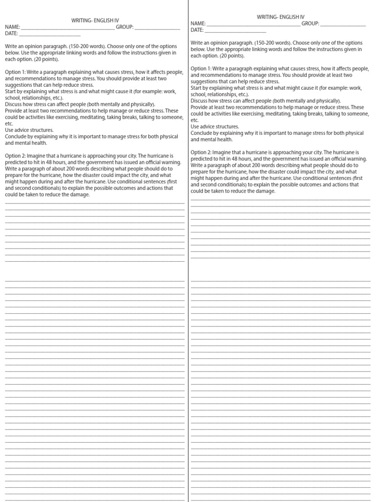 Writing - English IV - Jesica Paola Rendon Alfonso | PDF | Stress ...