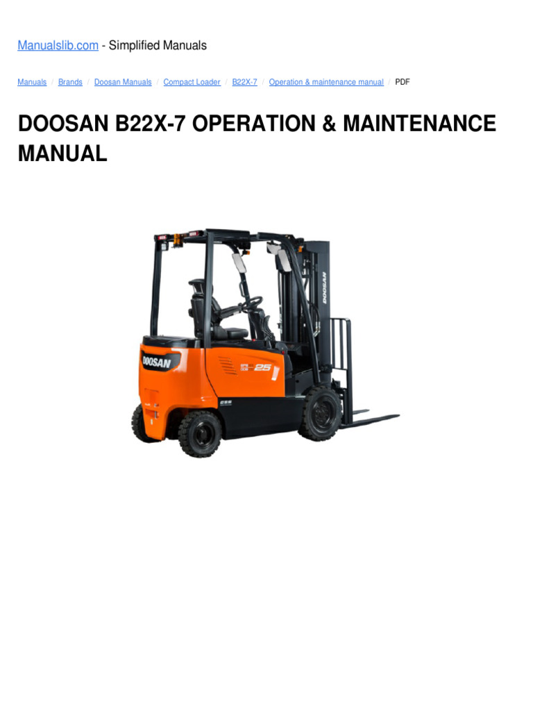 Doosan B22X-7 Operation Manual PDF | PDF | Forklift | Elevator