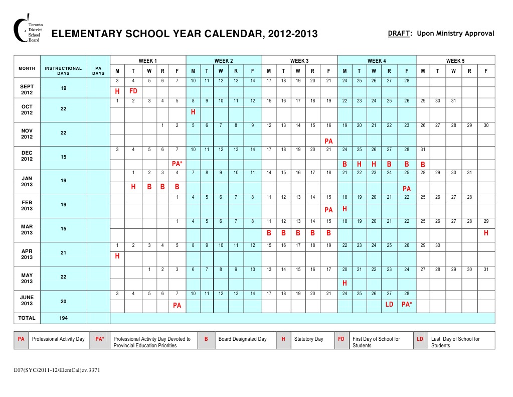 2012-2013 Elementary School Calendar | PDF | Career & Growth