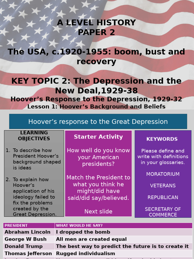 Lesson 4 Hoover's Background and Beliefs | PDF | Herbert Hoover ...