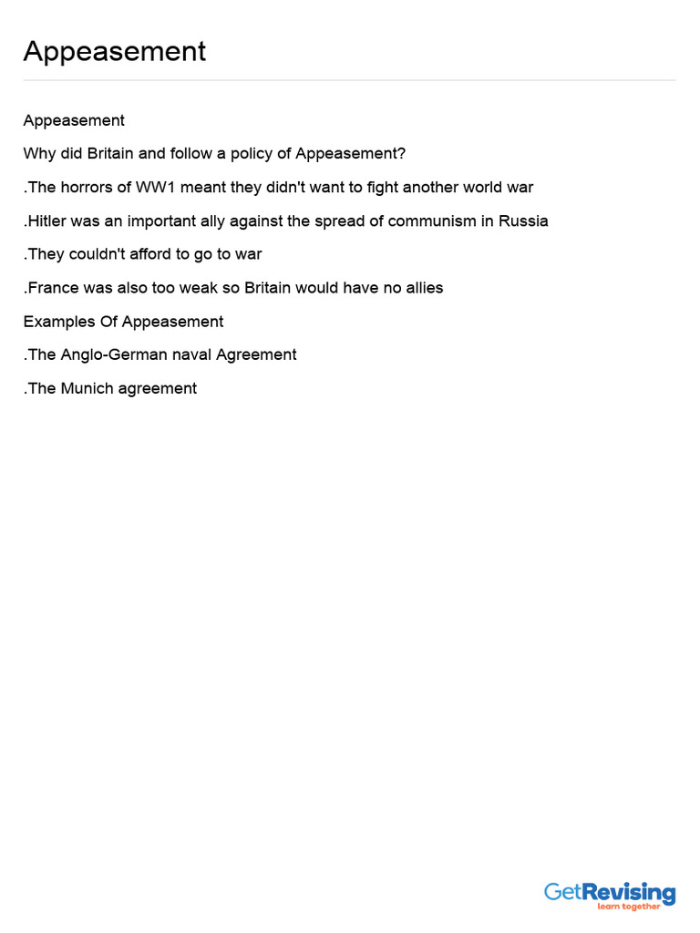 Appeasement | PDF