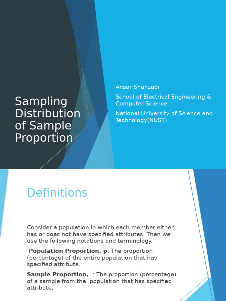 Sampling Distribution of Sample Proportion | PDF | Mean | Sampling ...
