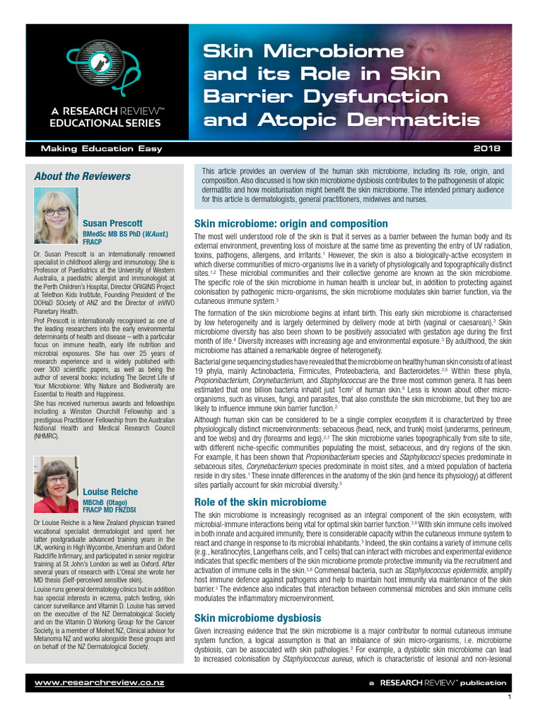 Skin Microbiome in Atopic Dermatitis | PDF | Staphylococcus | Inflammation