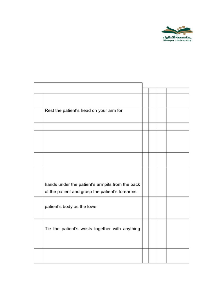 8 - Turning and Moving The Victim Checklist. | PDF | Chair | Arm