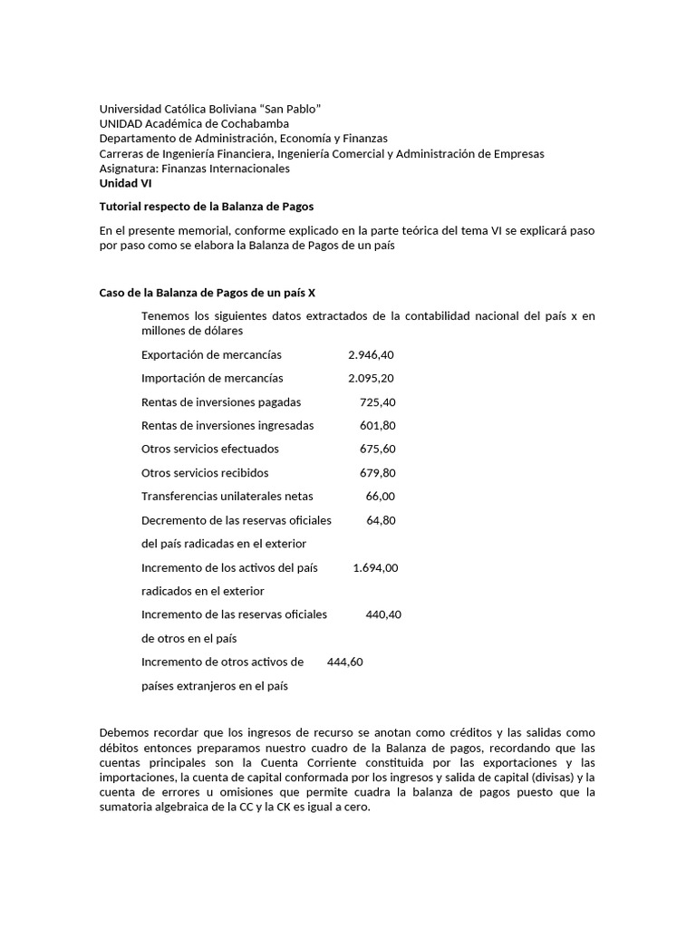 Tutorial 6 Calculo de La Balanza de Pagos | PDF | Balance de pagos | Exportaciones