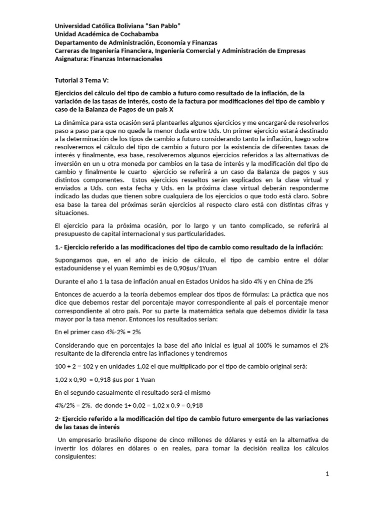 CATO Tutorial 4 Calculo Del Tipo de Cambio a Futuro Esperado Primer Semestre Dos Mil Veintidos ...