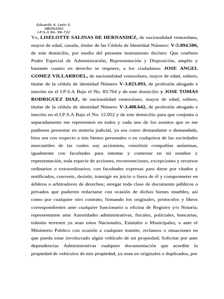 Poder Administracion 01 | PDF | Propiedad | Justicia