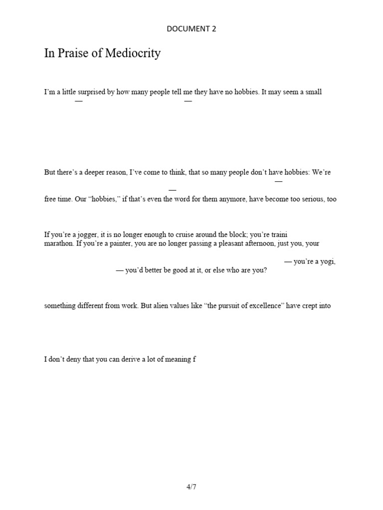 Embracing Hobbies Over Perfectionism | PDF | Hobbies | Psychology